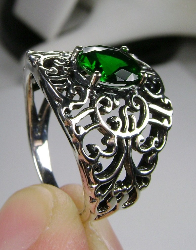 Emerald Ring/ Solid Sterling Silver/ 1ct. Oval Faceted Natural | Etsy