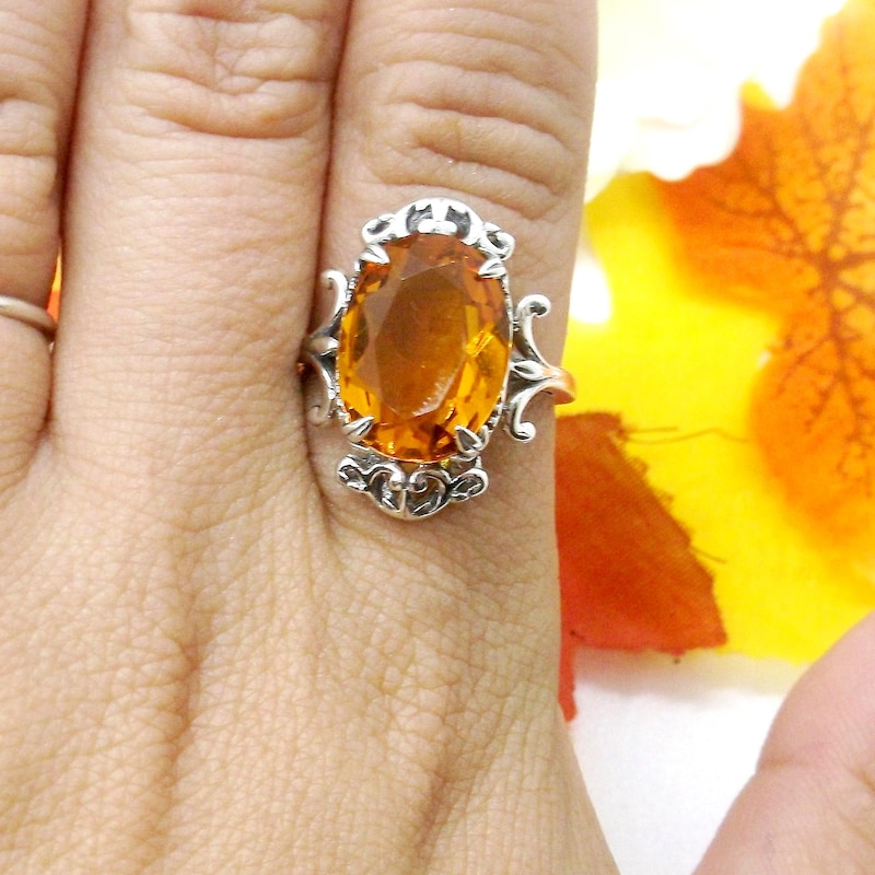 Orange Gemstone Ring - Etsy