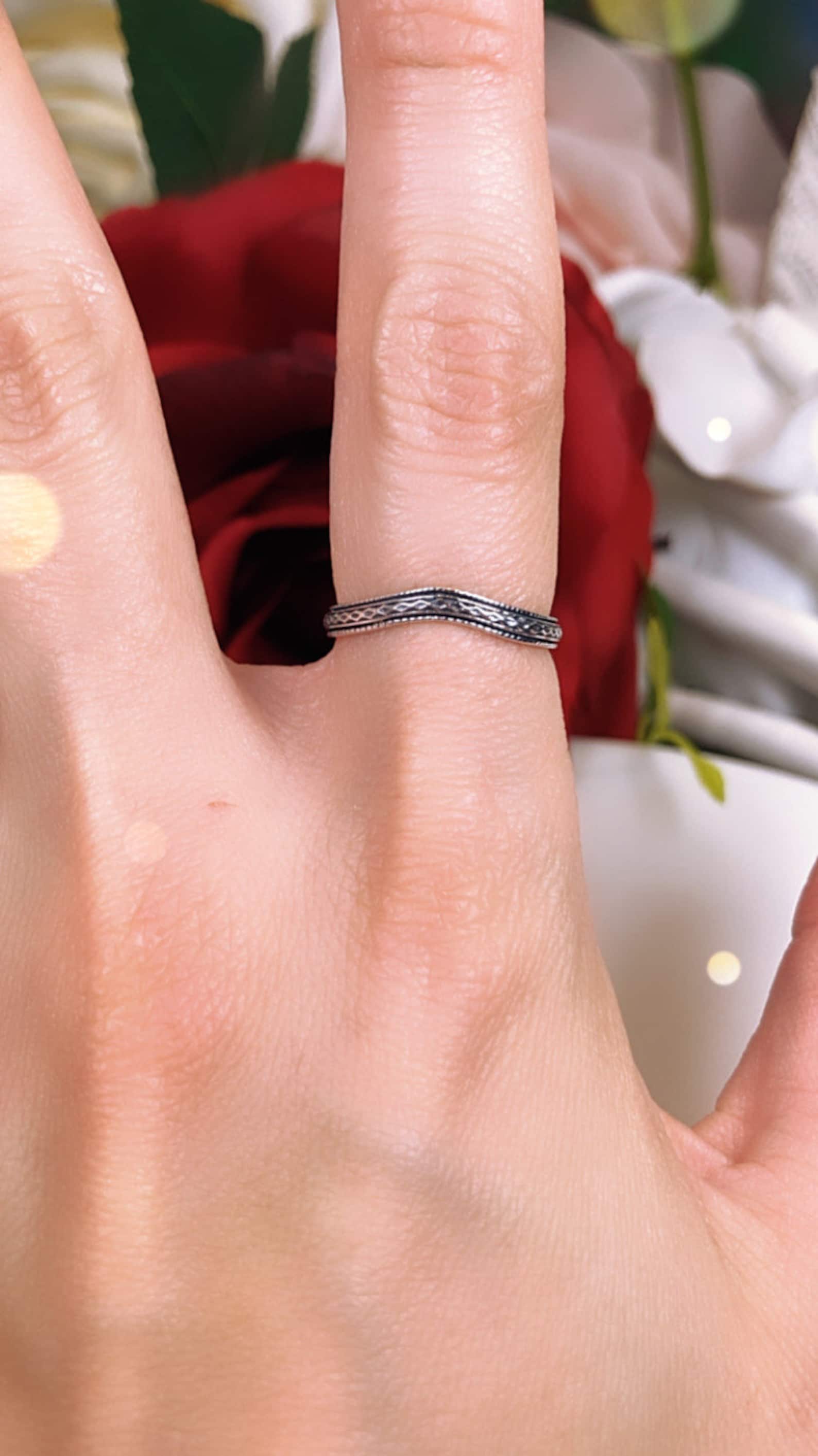 Braid Curved Band Ring / Sterling Silver White Gold or Rose - Etsy