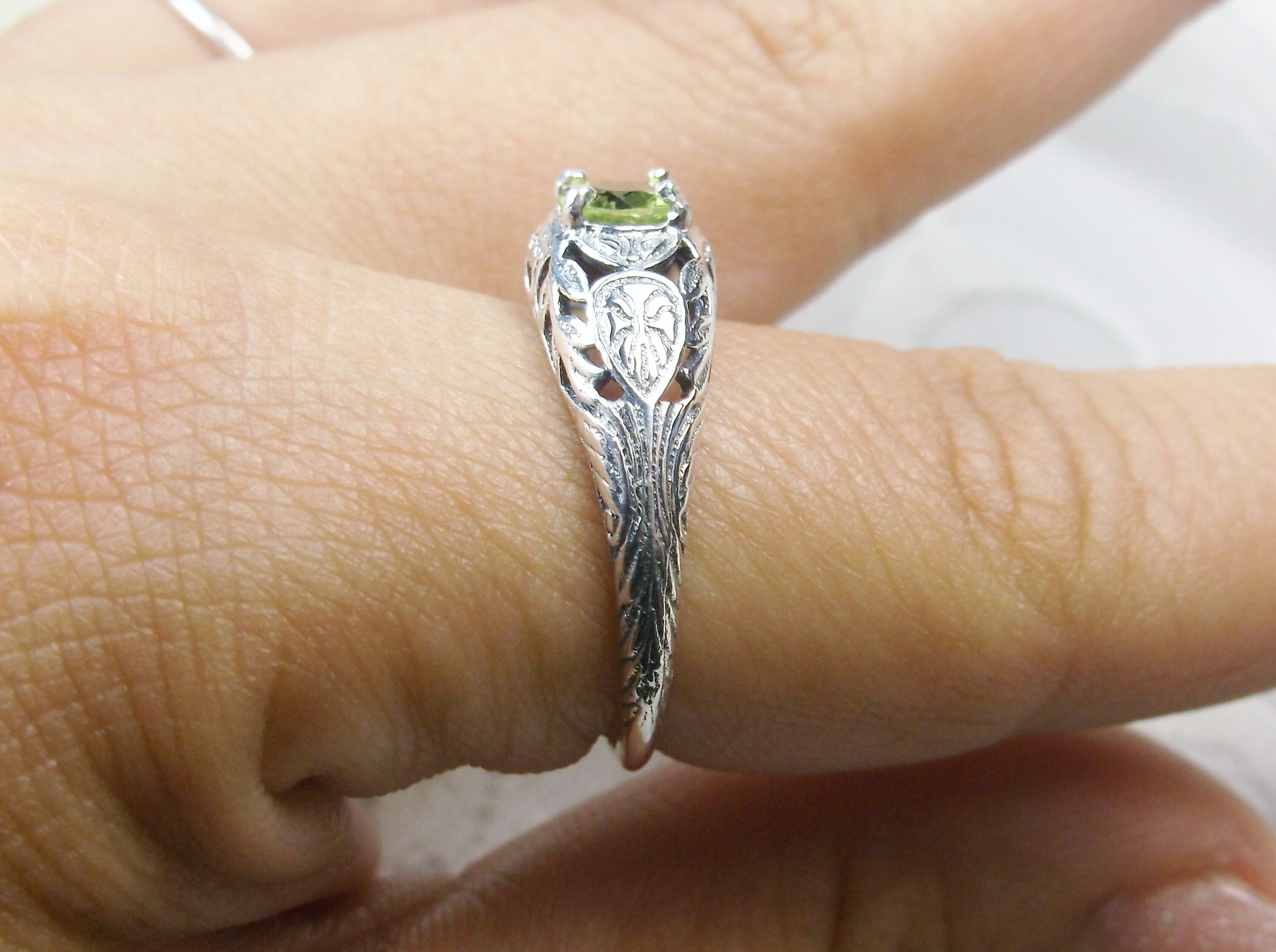 Natural Peridot Ring/ Solid Sterling Silver/ Natural Peridot Silver ...
