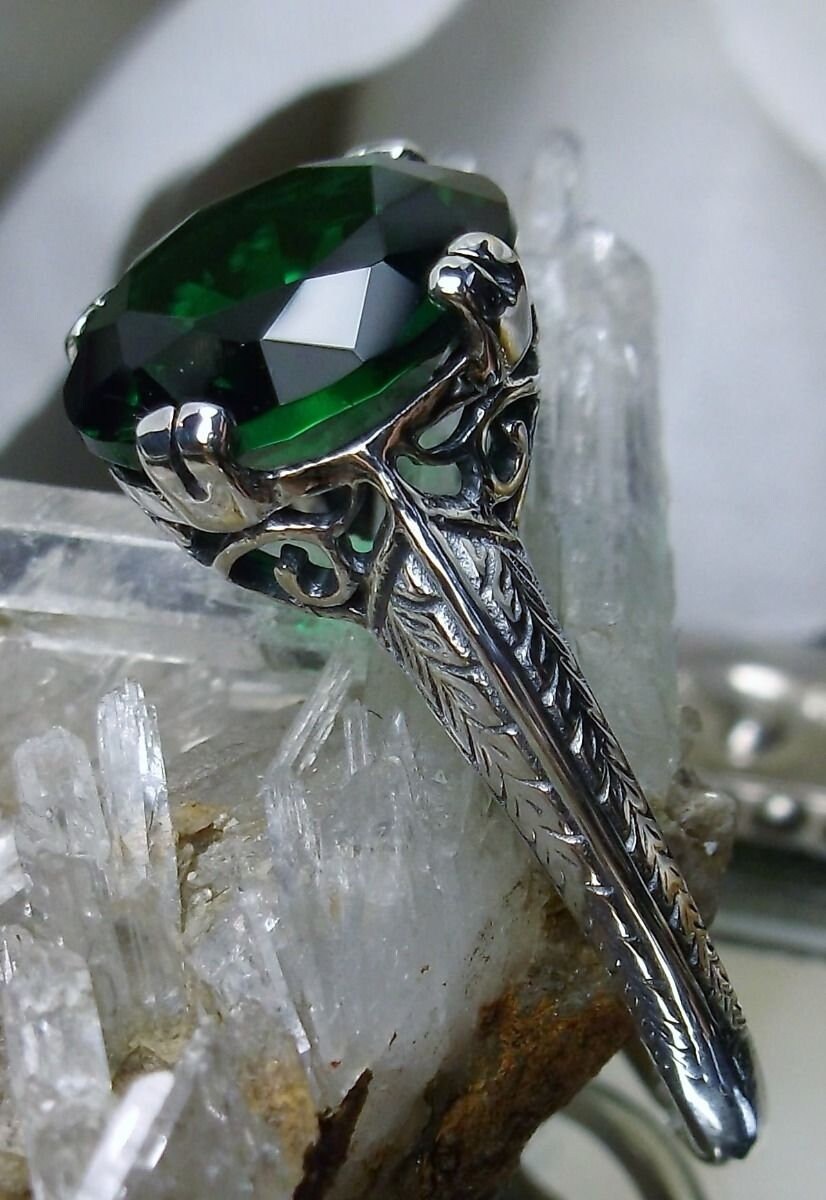 Emerald Ring/ Solid Sterling Silver/ 3ct Simulated or Natural | Etsy