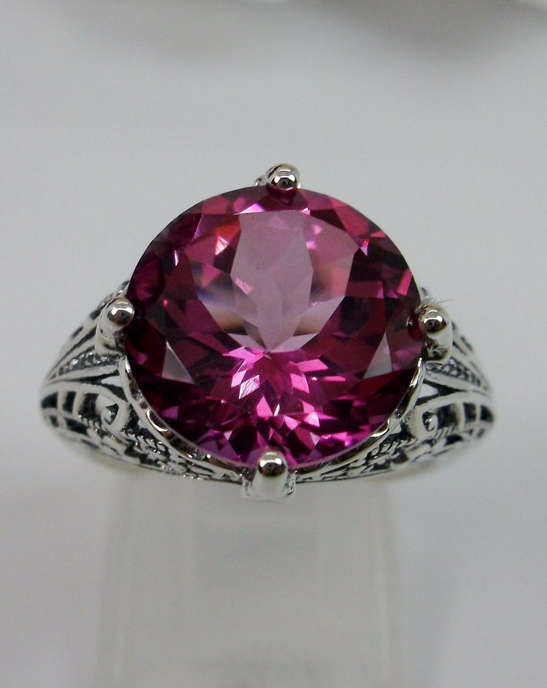 Natural Pink Topaz Ring/ Solid Sterling Silver/ 7.55ct Round - Etsy