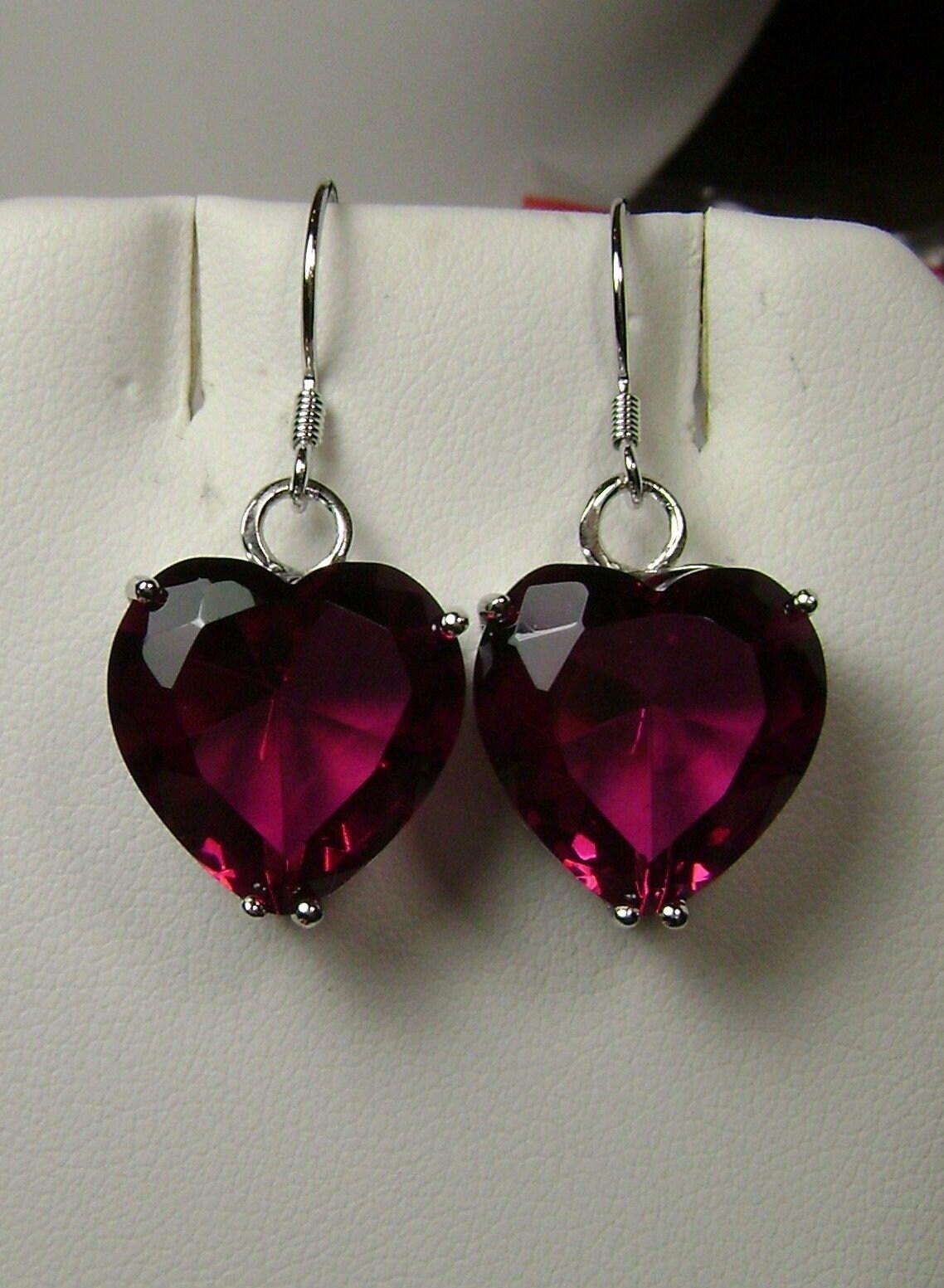 Red Ruby Earrings/ Solid Sterling Silver/ Simulated Red Ruby | Etsy