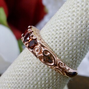 Natural Garnet Ring Rose Gold Plated Sterling Silver Red 5-gemstone ...