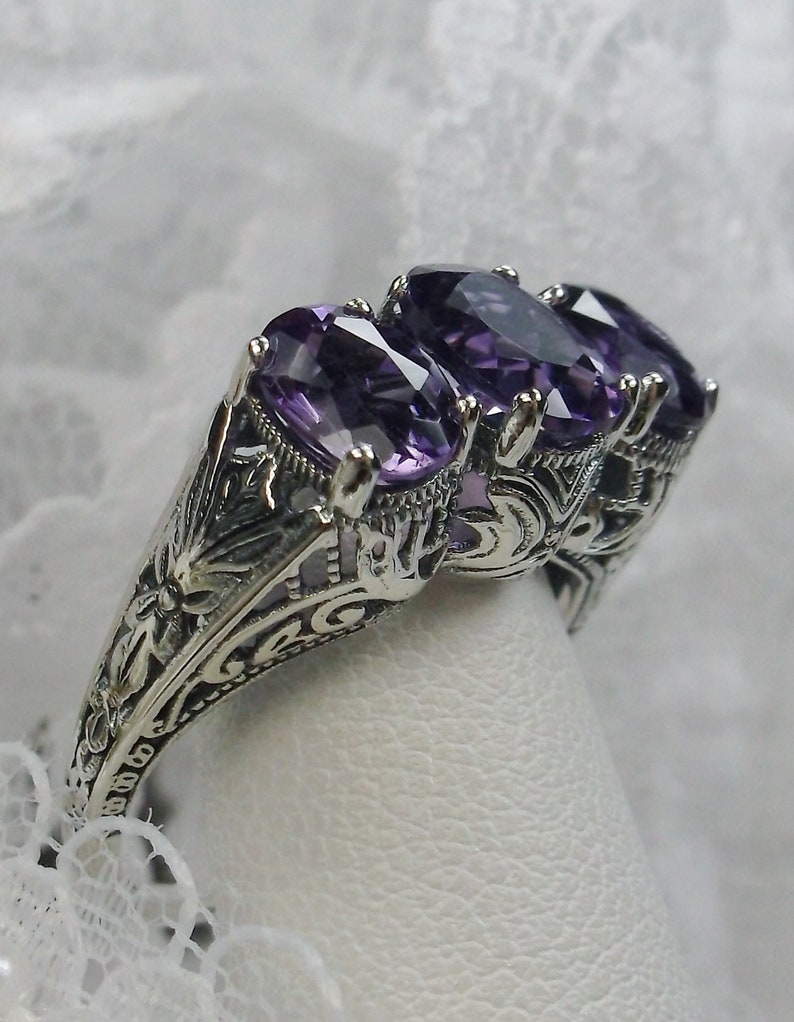 Natural Amethyst Ring/ Solid Sterling Silver/ Natural Purple | Etsy