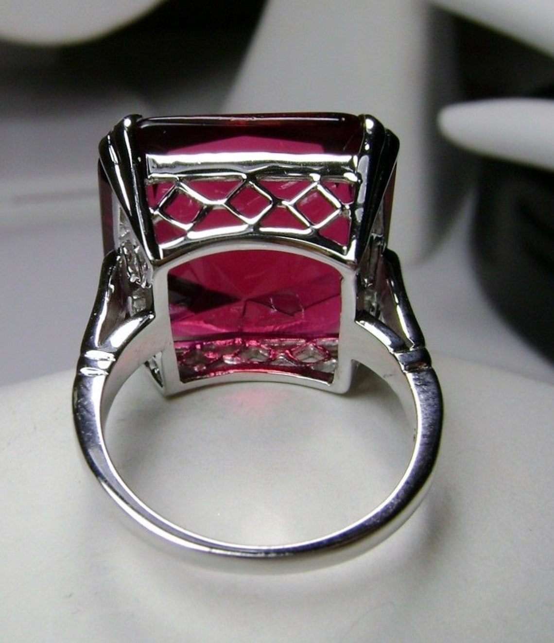 Ruby Ring/ Sterling Silver/ 20ct Big Huge Square Cut Simulated - Etsy