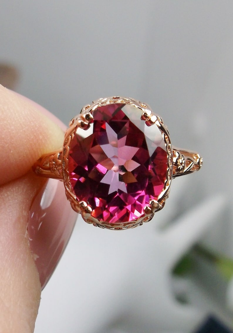 Natural Pink Topaz Ring/ Rose Gold Plated Sterling Silver/ 3.4ct ...