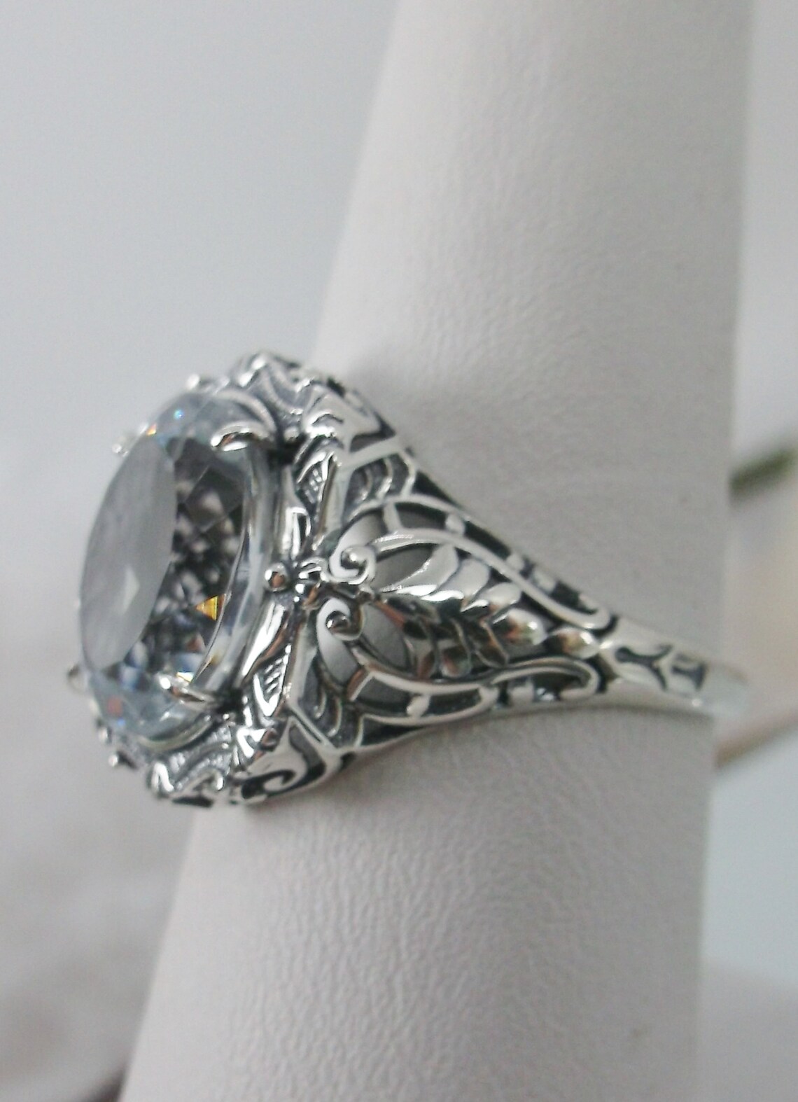 White Topaz Ring/ Solid Sterling Silver/ 4ct Oval Cut White - Etsy