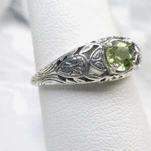 Natural Peridot Ring/ Sterling Silver/ Natural Peridot Silver Edwardian ...