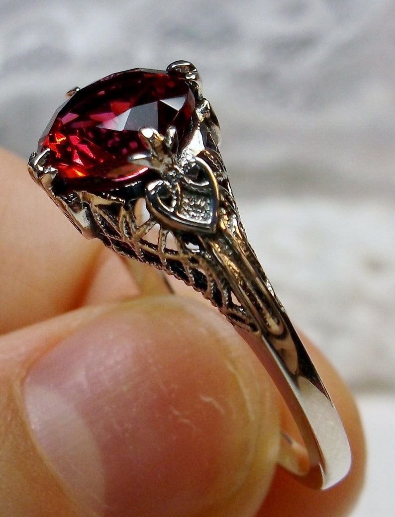 Ruby Red Ring/ Sterling Silver/ 2ct Round Cut Red Ruby Gem - Etsy