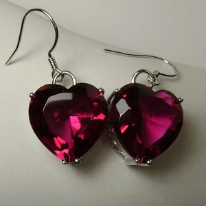 Red Ruby Earrings/ Solid Sterling Silver/ Simulated Red Ruby | Etsy