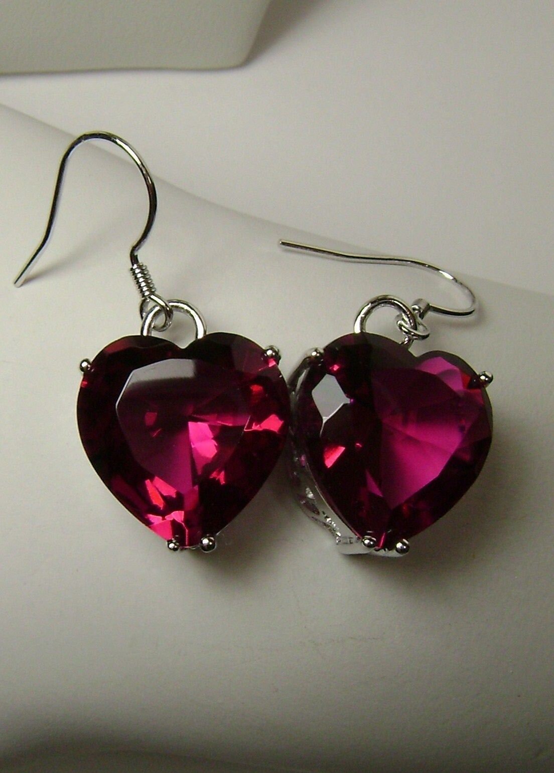 Red Ruby Earrings/ Solid Sterling Silver/ Simulated Red Ruby | Etsy