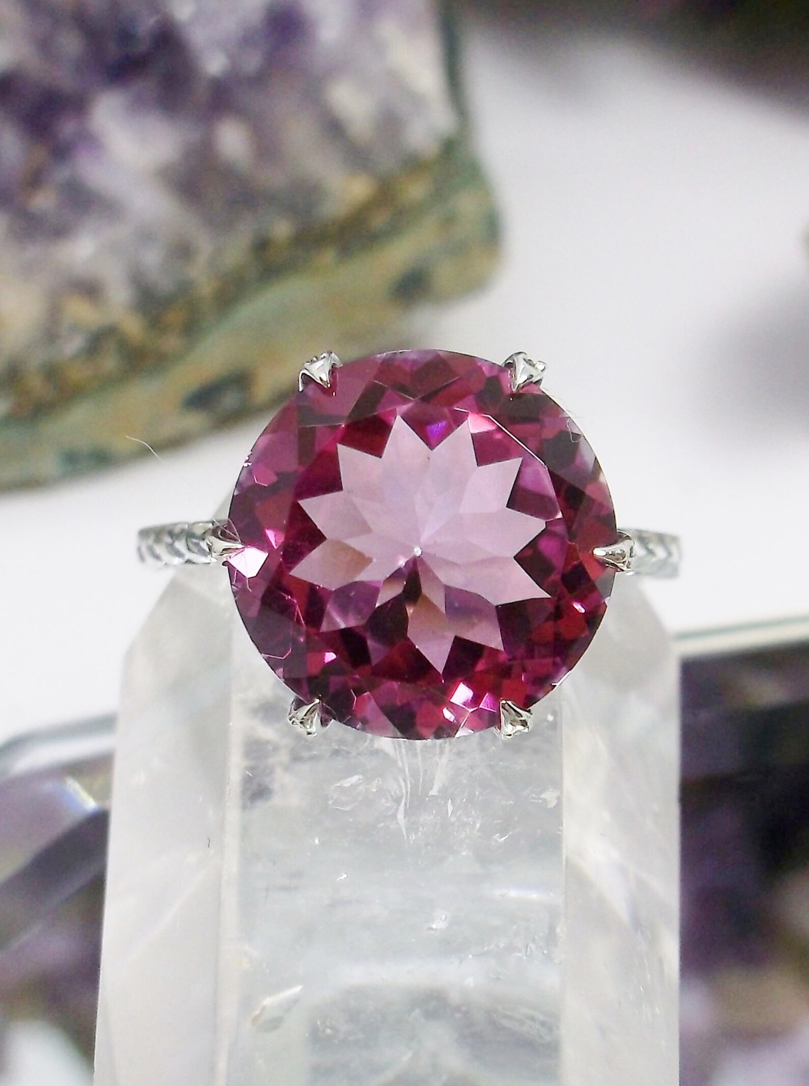 Natural Pink Topaz Ring/ 10k 14k White Gold or Sterling | Etsy