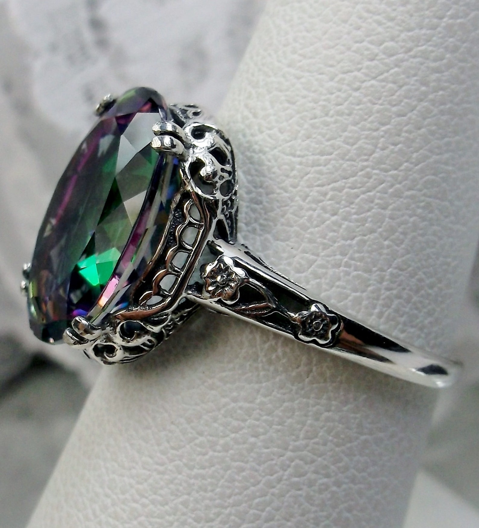 Natural Mystic Topaz Ring/ Sterling Silver/ 6ct Genuine | Etsy