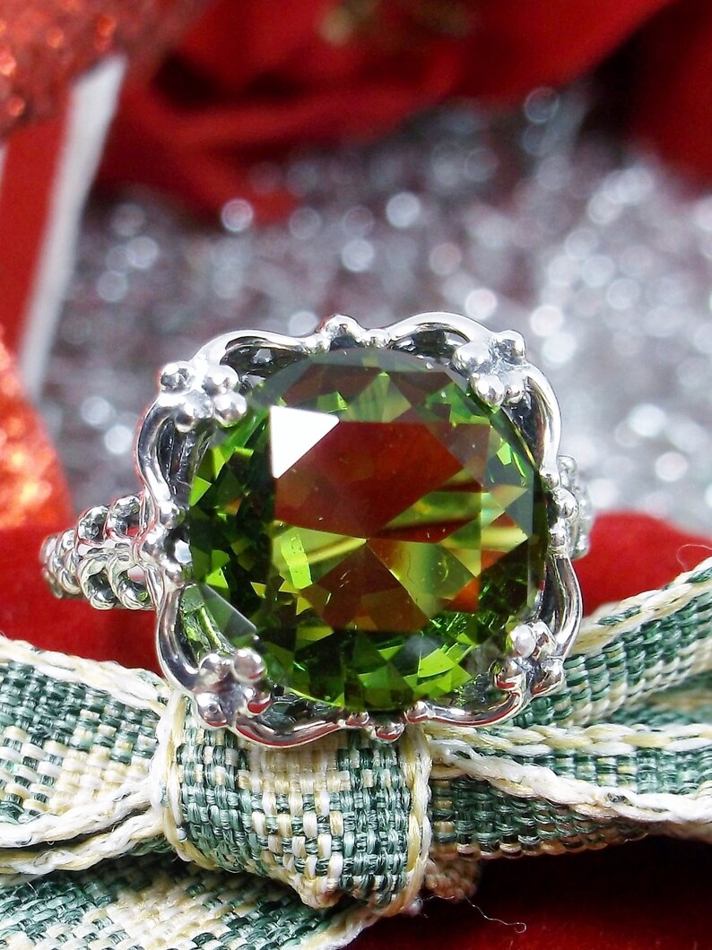 Peridot Ring/ Sterling Silver/ 6ct Simulated or Natural - Etsy