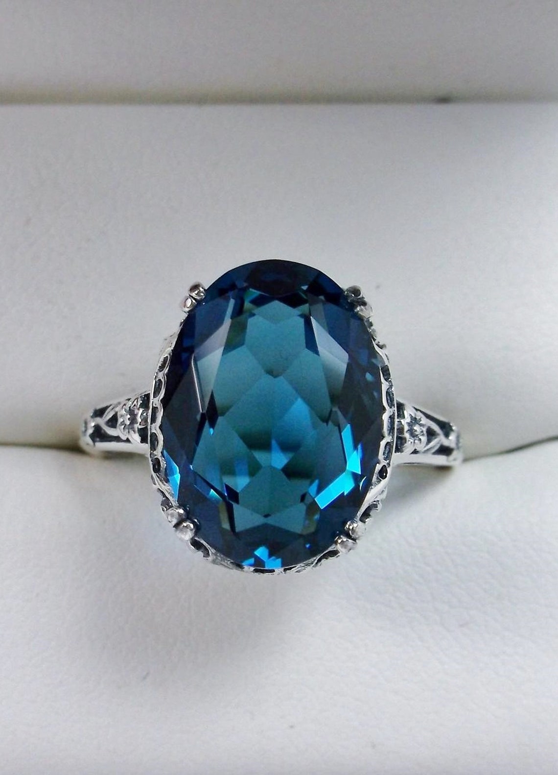 London Blue Ring/ Sterling Silver/ 7ct Oval Sim or Natural | Etsy