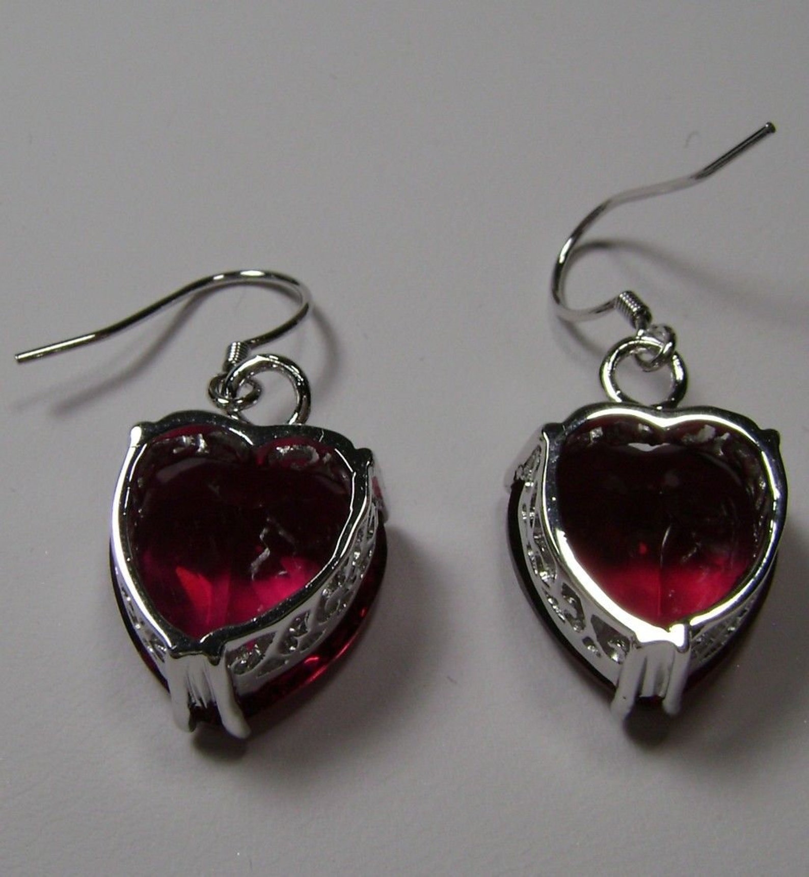 Red Ruby Earrings/ Solid Sterling Silver/ Simulated Red Ruby | Etsy