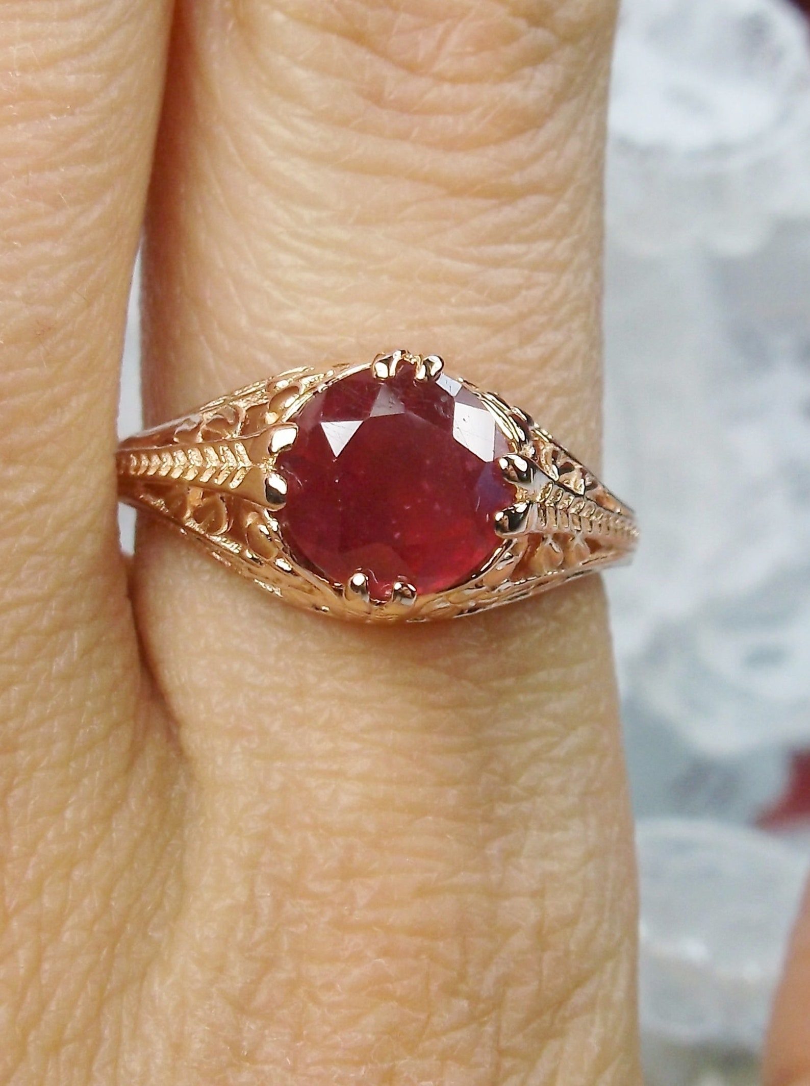 Natural Ruby Ring/ Rose Gold Plated Sterling Silver/ Natural | Etsy