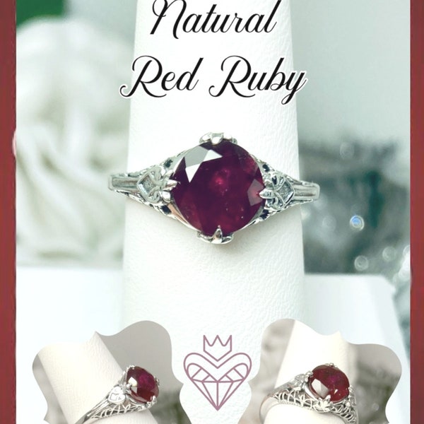 Ruby Filigree Ring - Etsy
