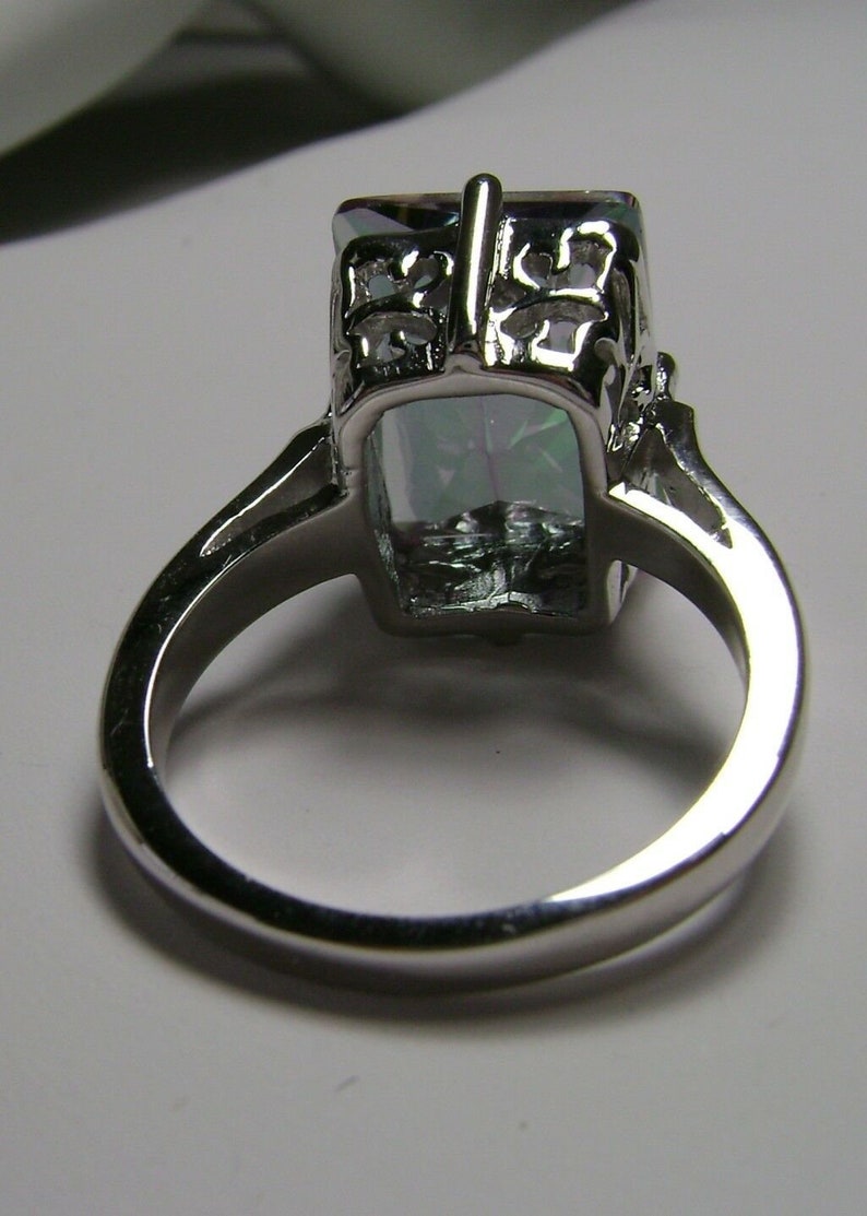 Mystic Topaz Ring/ Solid Sterling Silver/ 9ct Rectangle | Etsy