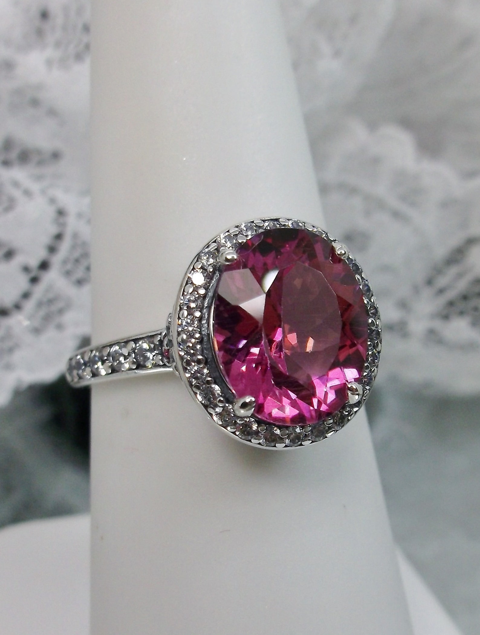 Natural Pink Topaz Ring/ Sterling Silver/ 3.8ct Hot Pink Topaz - Etsy