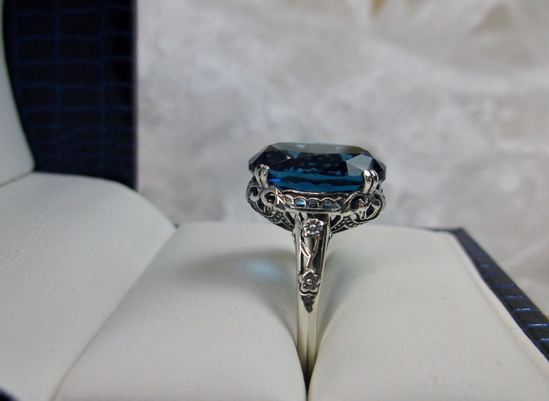 London Blue Ring/ Sterling Silver/ 7ct Oval Sim or Natural | Etsy