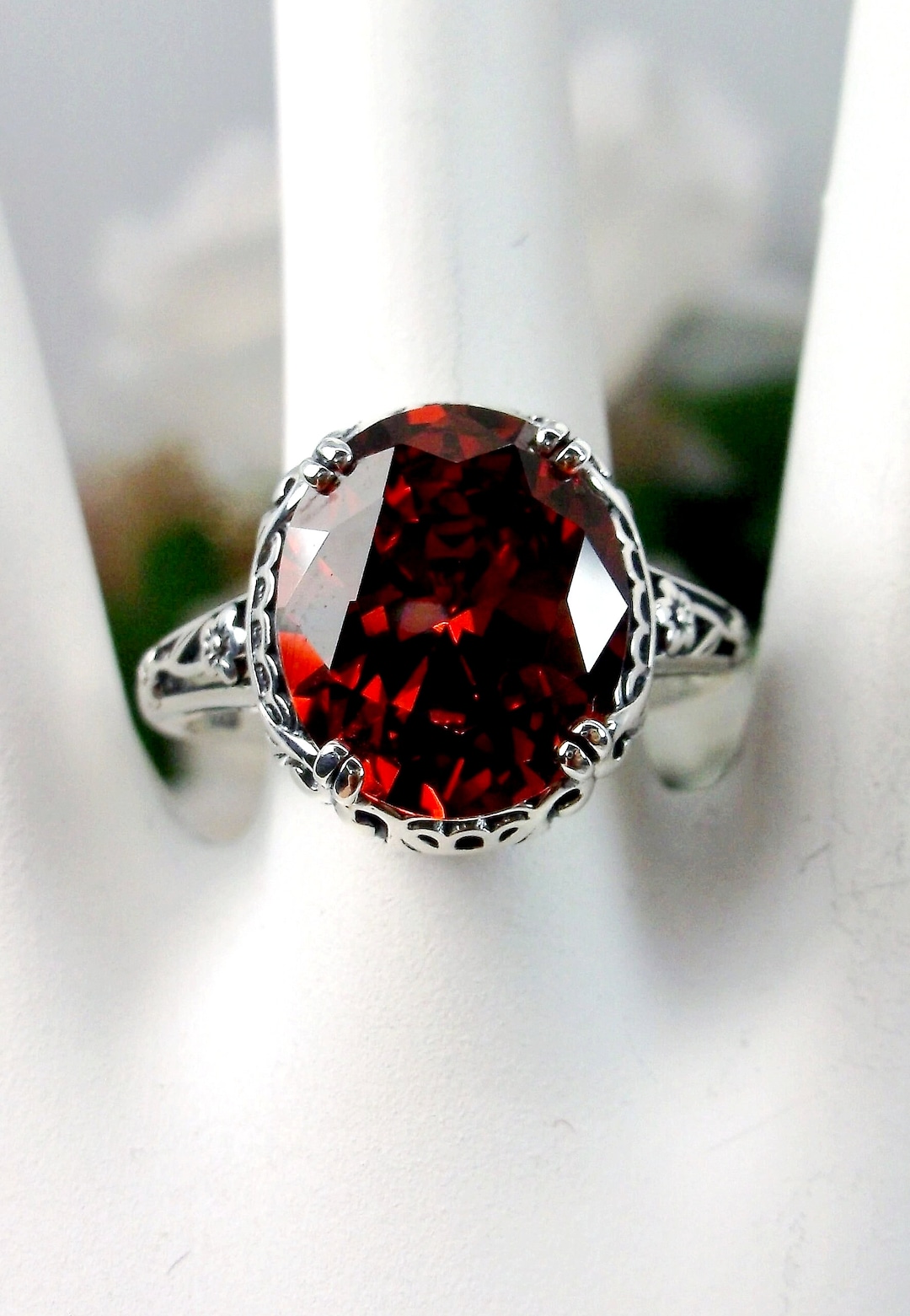 Garnet Red Ring | 925 Sterling Silver 5ct Red Garnet Gemstone Silver ...