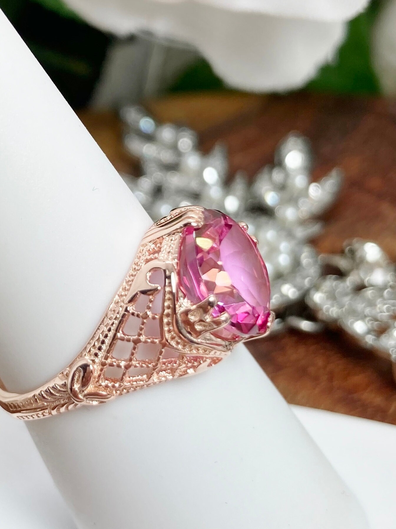 Natural Pink Topaz Ring/ Rose Gold Plated Sterling Silver/ | Etsy