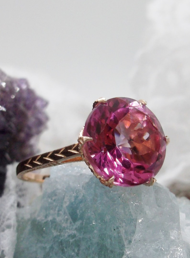 Natural Pink Topaz Ring/ 10k 14k Gold or Sterling Silver/ 7ct | Etsy