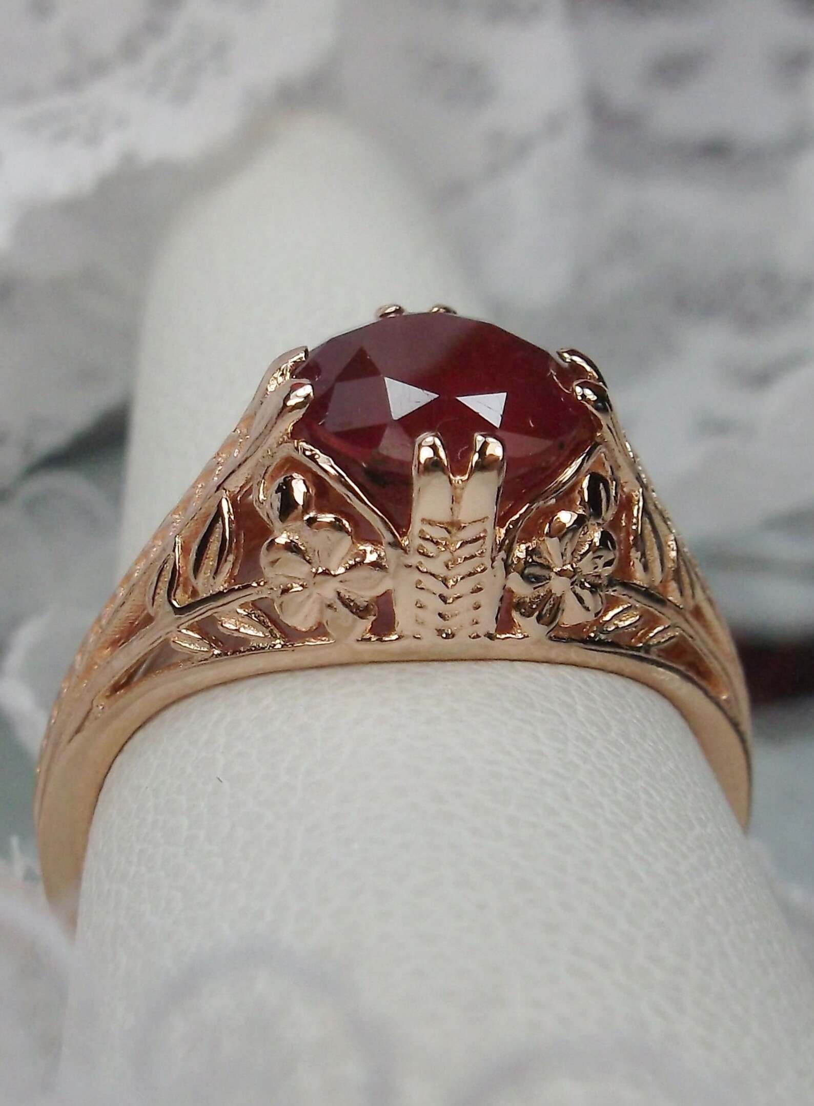 Natural Ruby Ring/ Rose Gold Plated Sterling Silver/ Natural 1.8ct Ruby ...