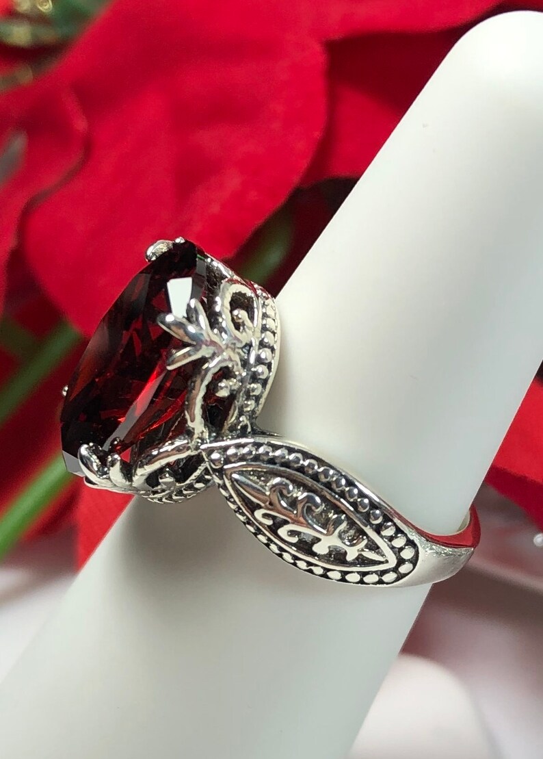 Red Garnet Ring/ Solid Sterling Silver/ 5ct Oval Garnet Red - Etsy