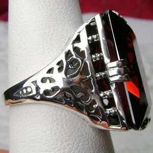 Garnet Ring/ Solid Sterling Silver/ 30ct Rectangle Huge Red - Etsy