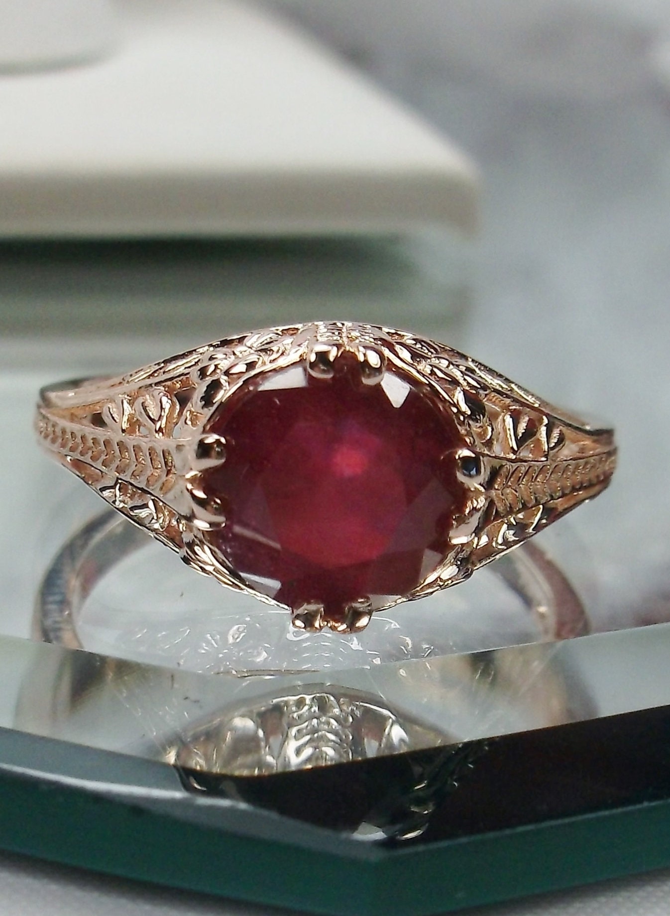 Natural Ruby Ring/ Rose Gold Plated Sterling Silver/ Natural | Etsy