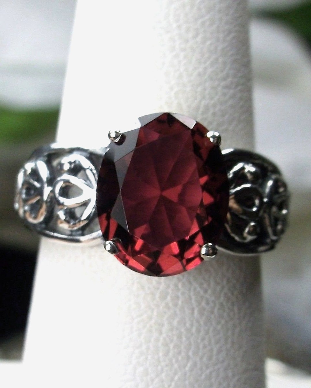 Ruby Ring, 3ct Oval Cut Simulated Red Ruby Gem, Sterling Silver ...