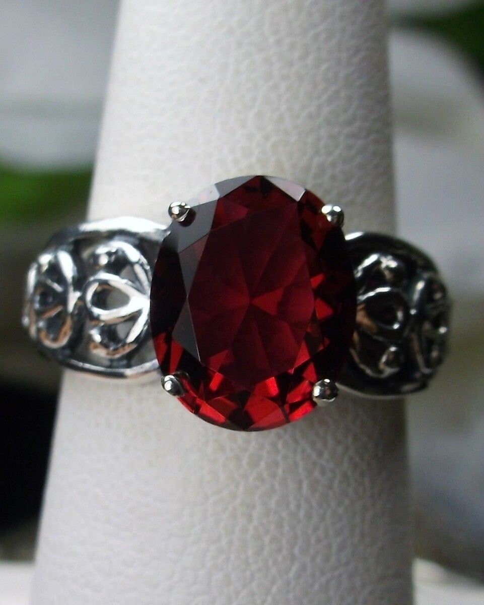 Ruby Ring/ Solid Sterling Silver/ 3ct Oval Cut Simulated Red | Etsy
