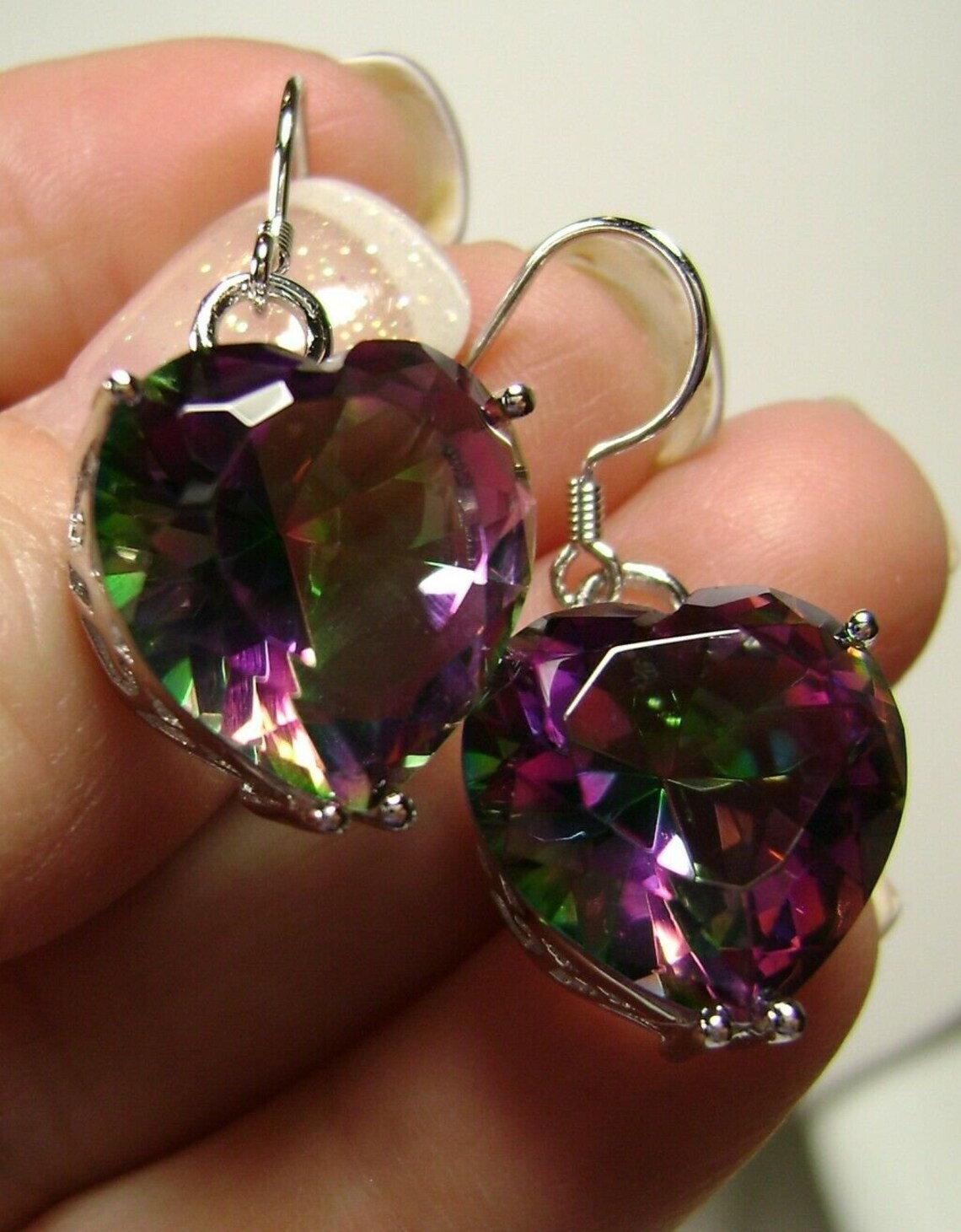 Rainbow Mystic Topaz Earrings Solid Sterling Silver Etsy