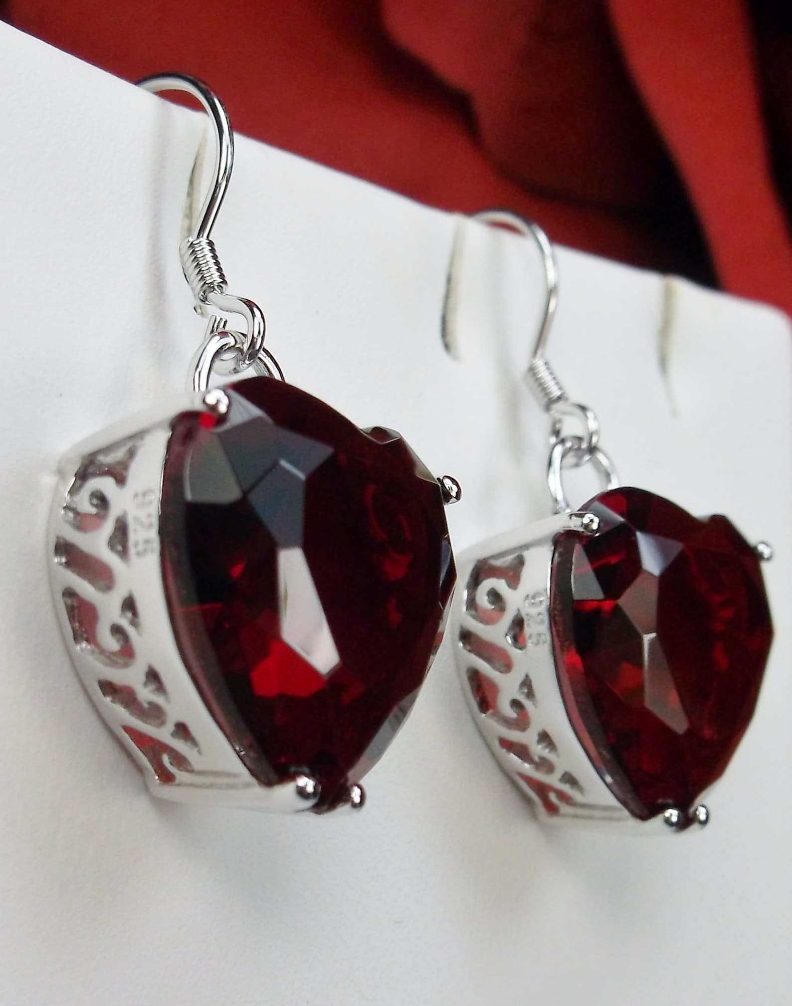 Red Ruby Earrings/ Solid Sterling Silver/ Simulated Ruby - Etsy