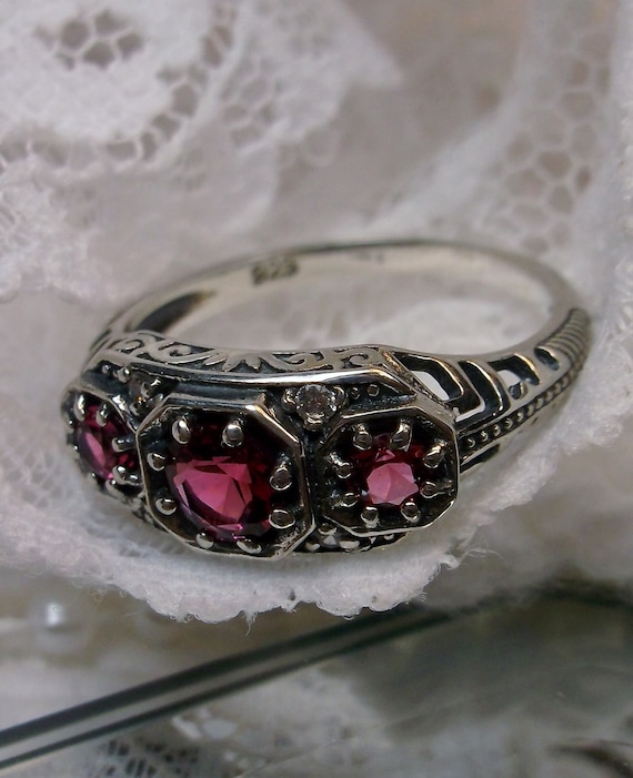 Ruby Ring/ Solid Sterling Silver/ Simulated or Natural Red - Etsy
