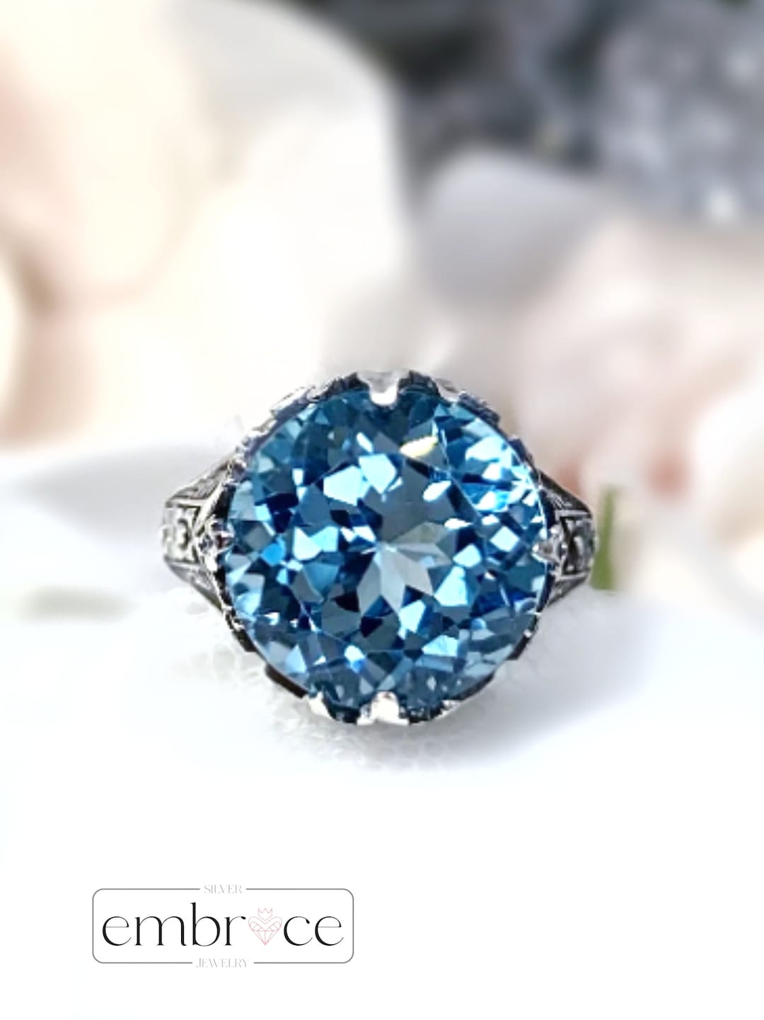 Natural Sky Blue Topaz Ring Size 9 | Sterling Silver | Round Sky Blue ...