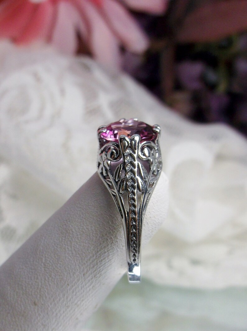 Natural Pink Topaz Ring/ Solid Sterling Silver/ Round Pink - Etsy
