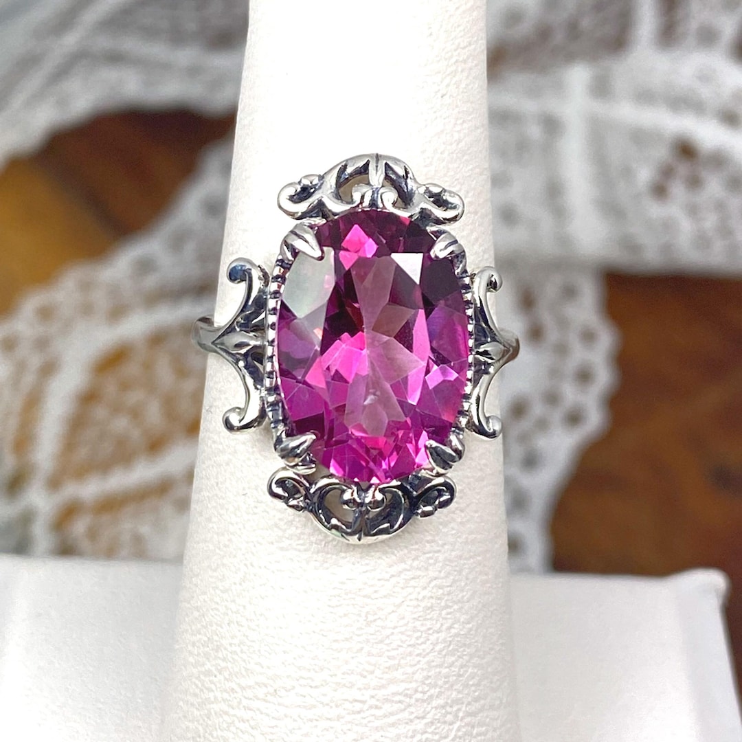 Hot Pink Topaz Ring | 925 Sterling Silver | 6ct Oval Cut Natural Topaz ...