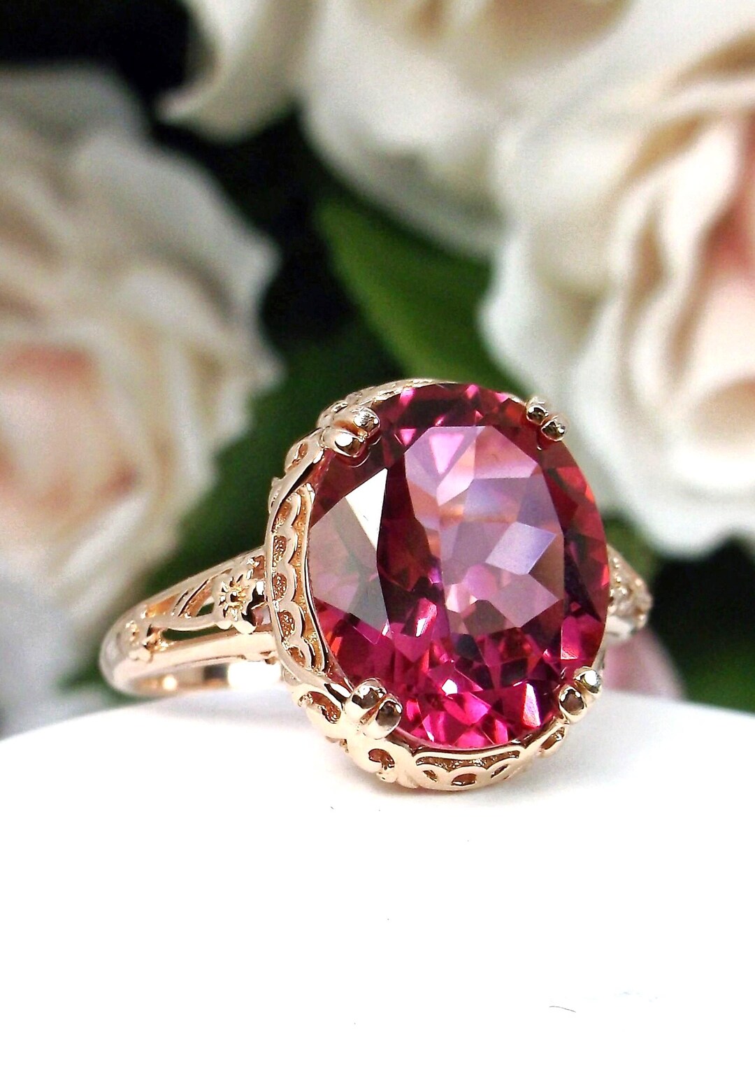 Natural Pink Topaz Ring | Size 7.75 | Rose Gold Plated Sterling Silver ...