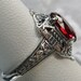Ruby Ring/ Solid Sterling Silver/ Oval Simulated Red Ruby, Egyptian Filigree, Classic Art Deco ...
