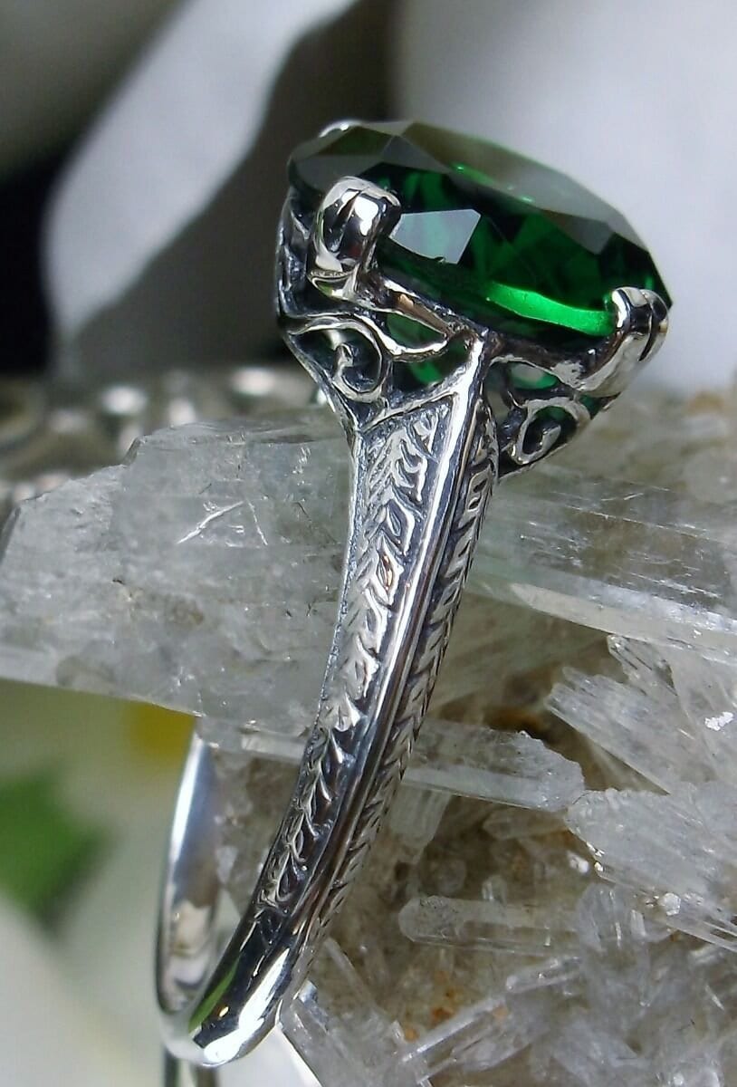 Emerald Ring/ Solid Sterling Silver/ 3ct Simulated or Natural | Etsy