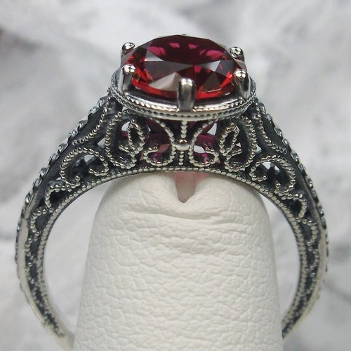 Red Ruby Ring/ Solid Sterling Silver/ 6ct Round Cut Simulated - Etsy