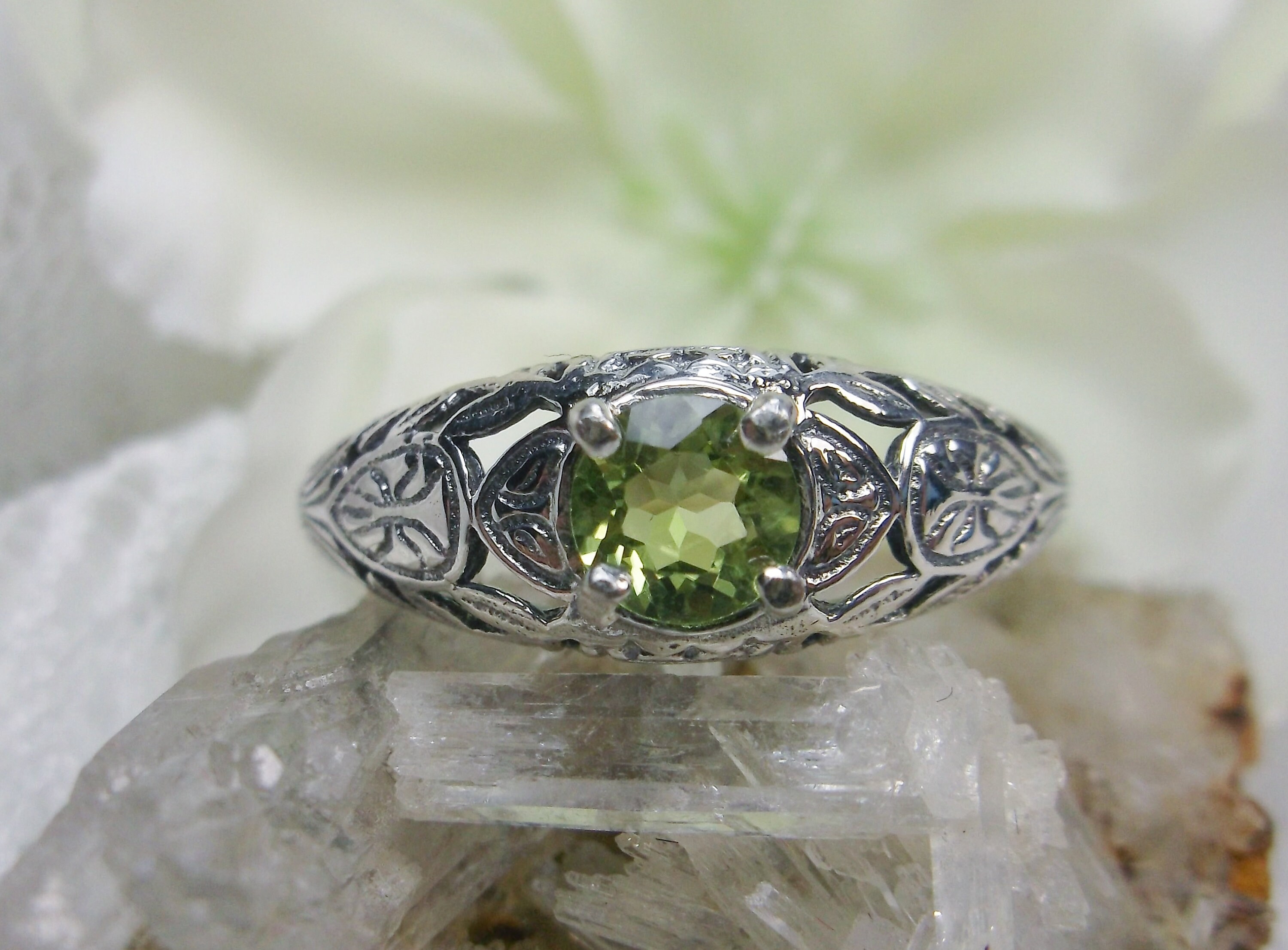 Natural Peridot Ring/ Solid Sterling Silver/ Natural Peridot Silver ...