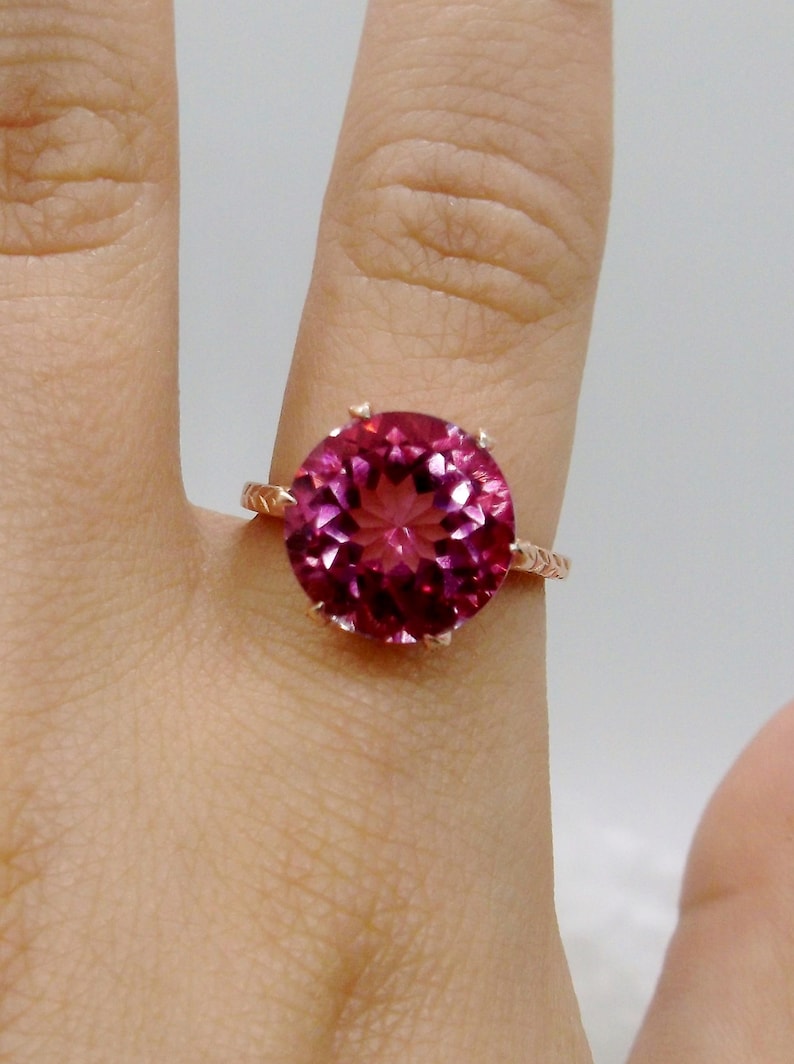 Natural Pink Topaz Ring/ 10k 14k Gold or Sterling Silver/ 7ct | Etsy