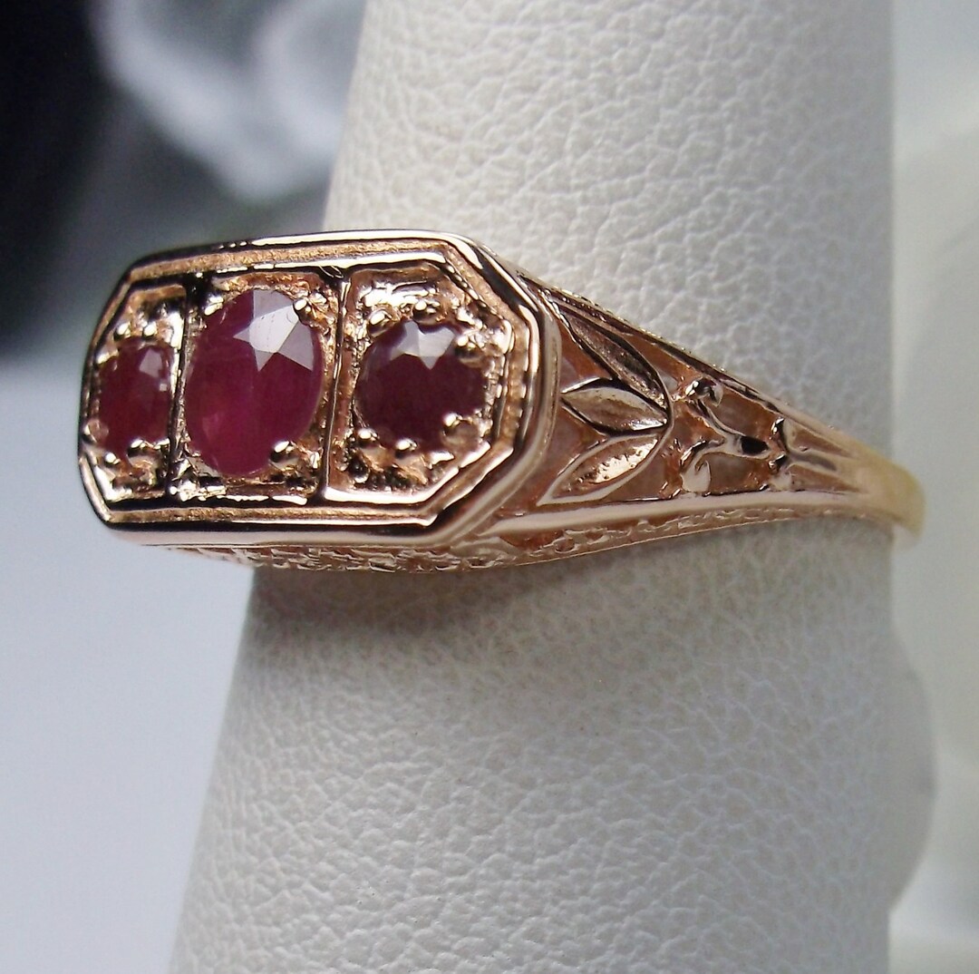 Natural Ruby Ring/ Rose Gold Plated Sterling Silver/ Natural - Etsy