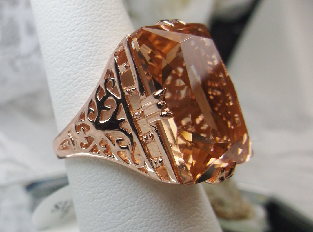 Peach Topaz Ring/ Rose Gold Plated Sterling Silver/ 30ct - Etsy
