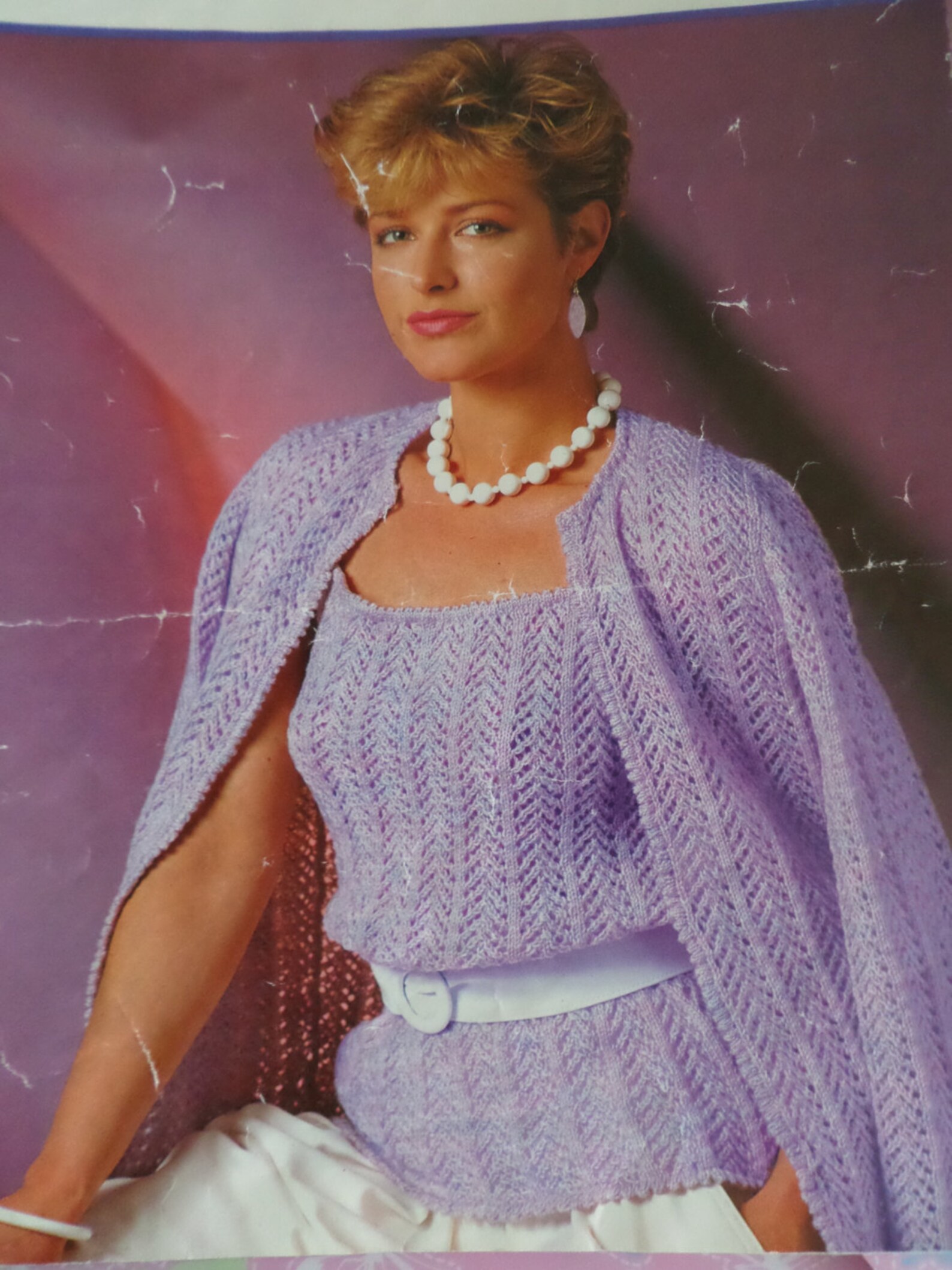 Knitting Pattern Women Ladies Twin Set Cardigan and Vesttop 4 Ply 32-38 ...